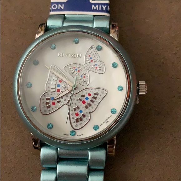 Accessories | Turquoise Large Face Accents Butterfly Link Watch | Poshmark